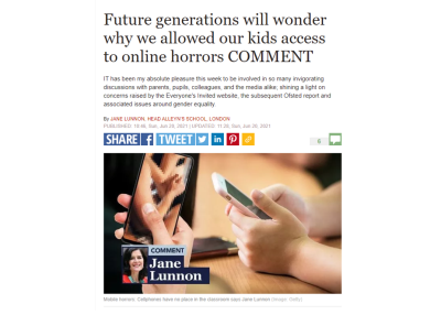 Daily Express: Jane Lunnon on Child Online Access | News | Alleyn's School